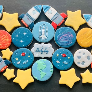 Baby Boy/girl Space Sugar Cookies 3 Dozen, Space Shuttle, Astronauts ...