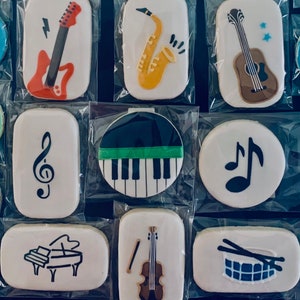 Music Concert Sugar Cookies, Music Instruments, Violin, Piano, Guitar ...
