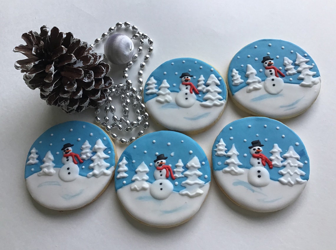 Winter Snow Sugar Cookies Snowman Sugar Cookies Winter - Etsy