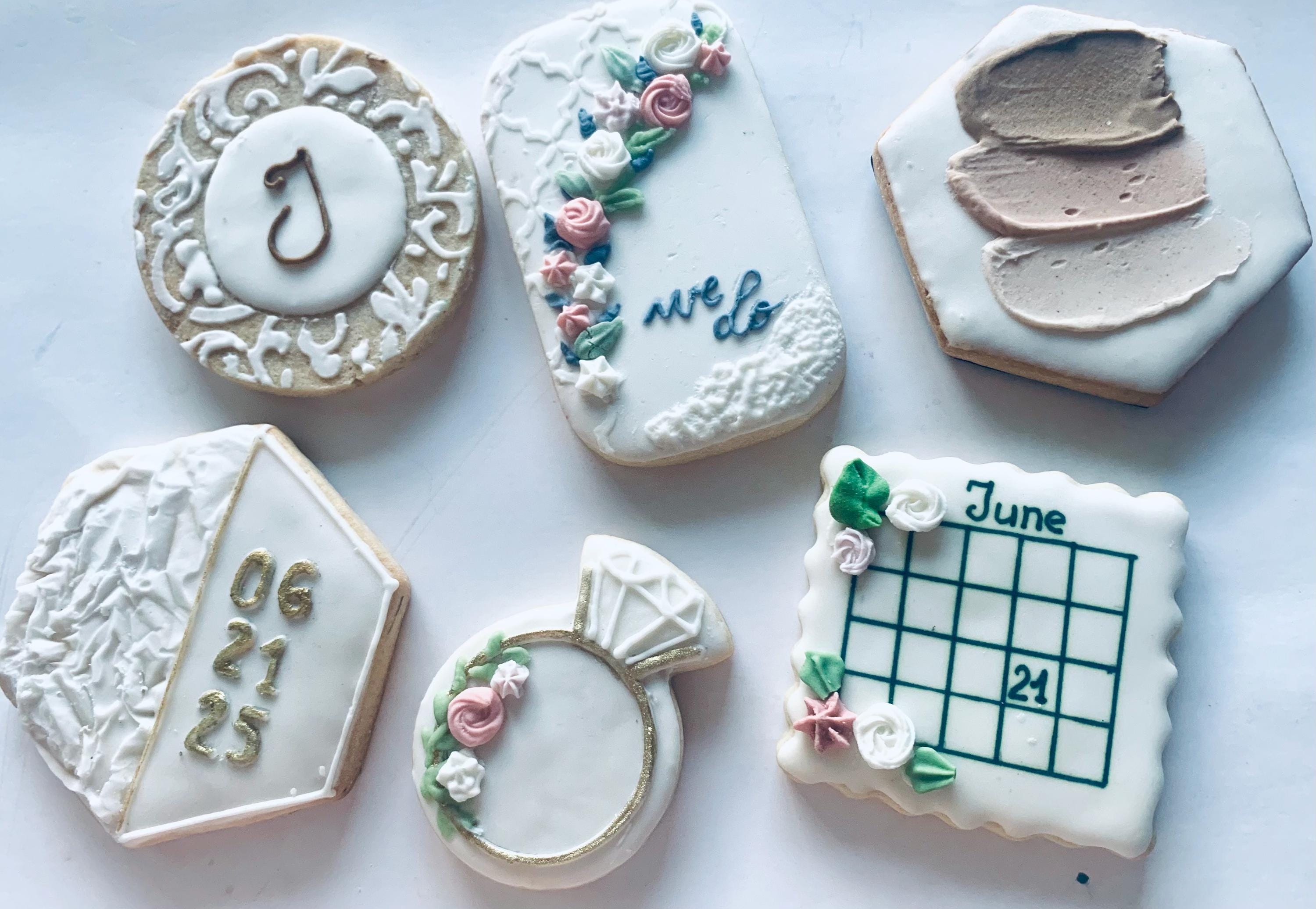 Rustic Elegance Wedding Sugar Cookies, Engagement Cookies, Bridal ...