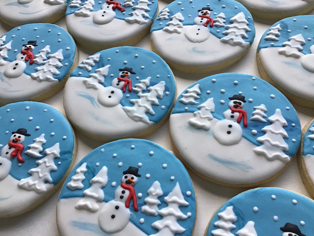 Winter Snow Sugar Cookies, Snowman Sugar Cookies, Winter Mountain Sugar ...