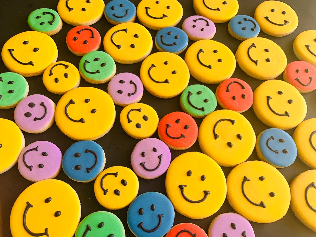 Smiley Face Party Set Sugar Cookies. 30 Pcs, Birthday Cookies, Party ...