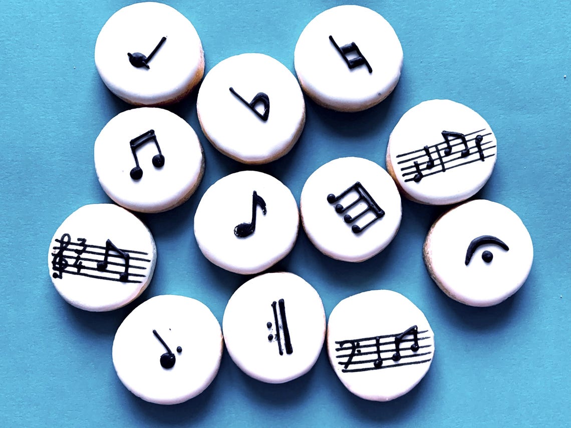 Mini Music Notes Sugar Cookies Half Pound. Music Event Celebration ...