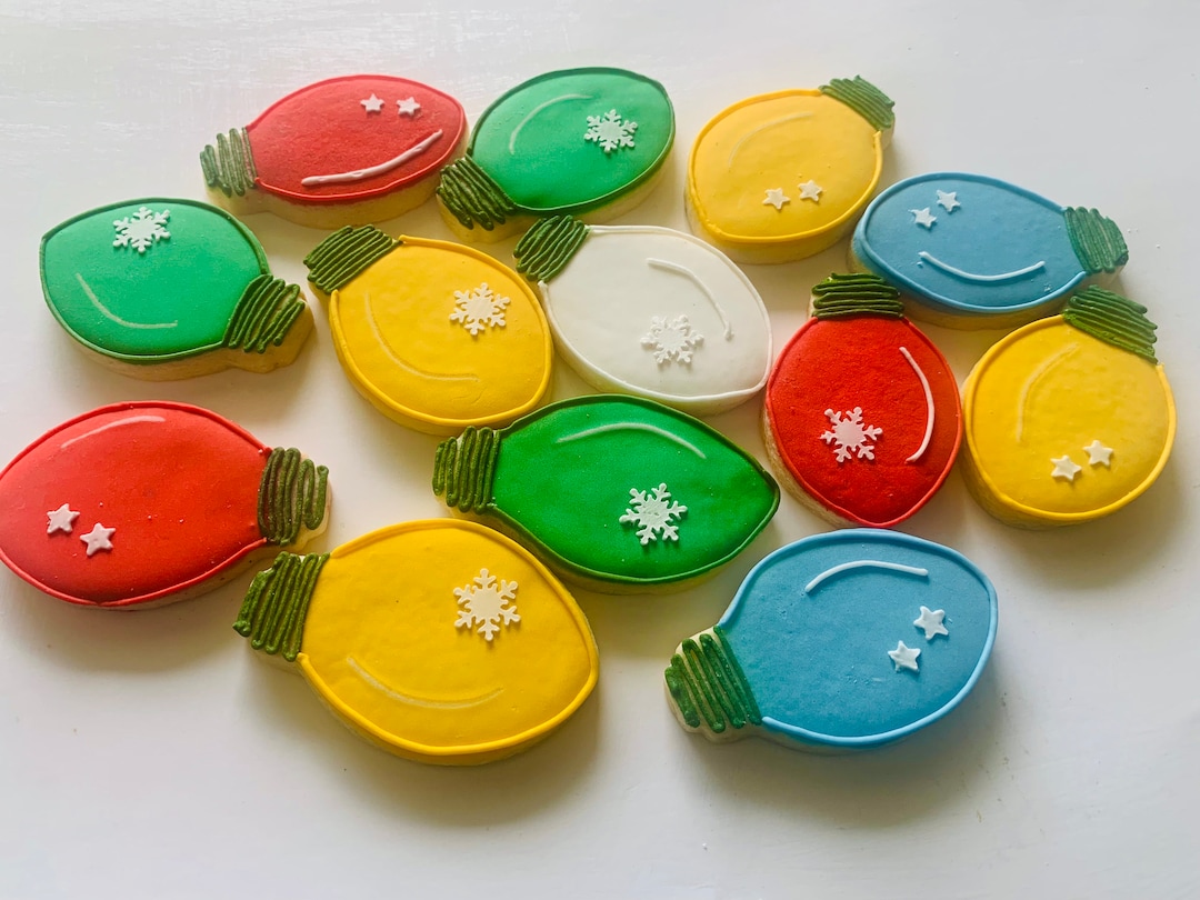 Christmas Light Sugar Cookies, Winter Holiday Cookies, Light Bulb ...