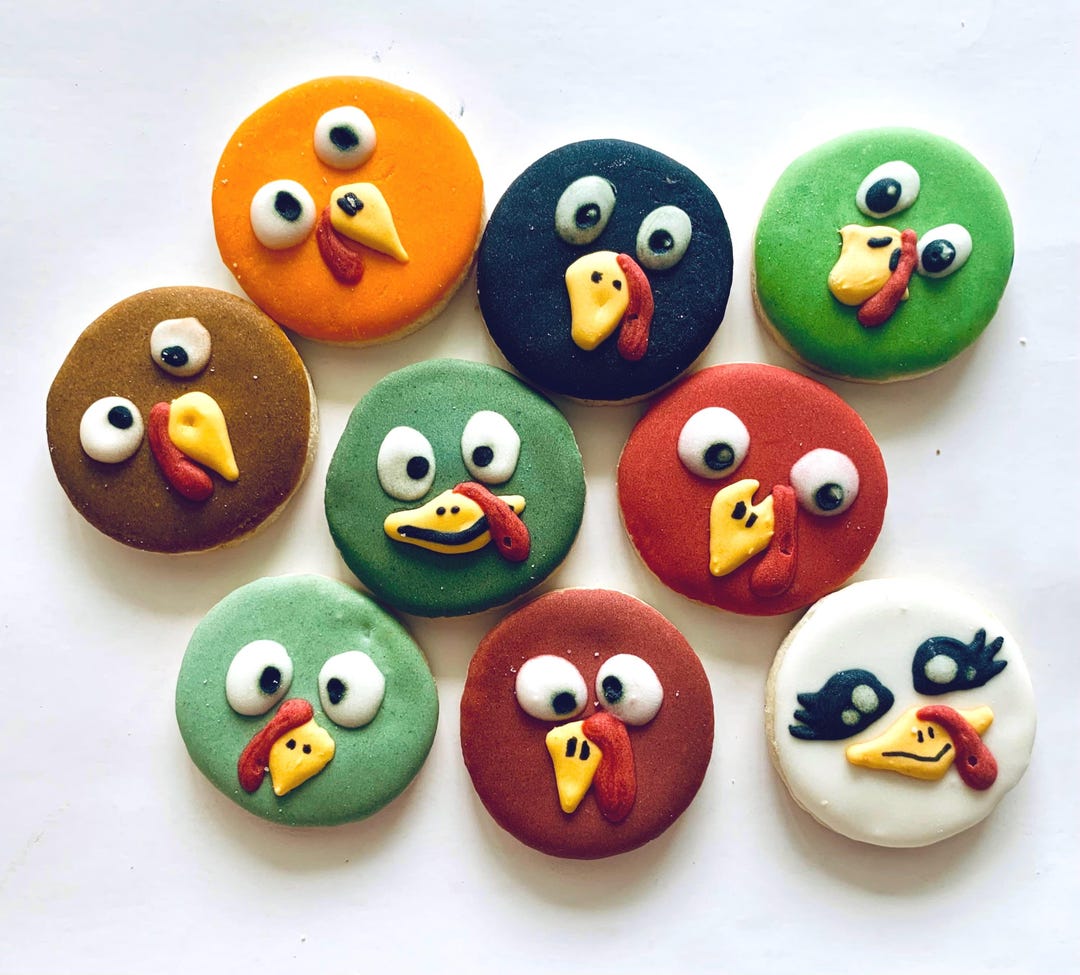 Mini Turkey Face Thanksgiving , Fall Sugar Cookies, Holiday Cookies ...