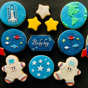 Space Travel Sugar Cookies. Astronaut, Earth, Spacecraft, Space Shuttle ...