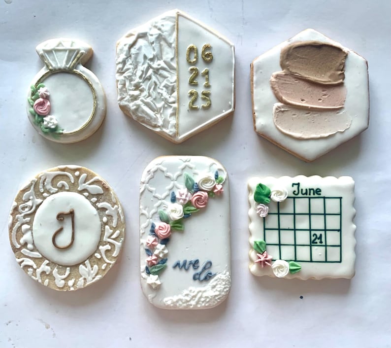 Rustic Elegance Wedding Sugar Cookies, Engagement Cookies, Bridal ...