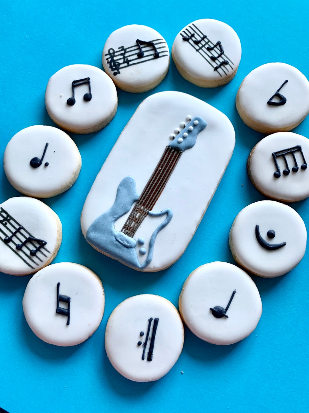 Guitar Sugar Cookies, Electric Guitar, Acoustic Guitar Cookies, Band ...