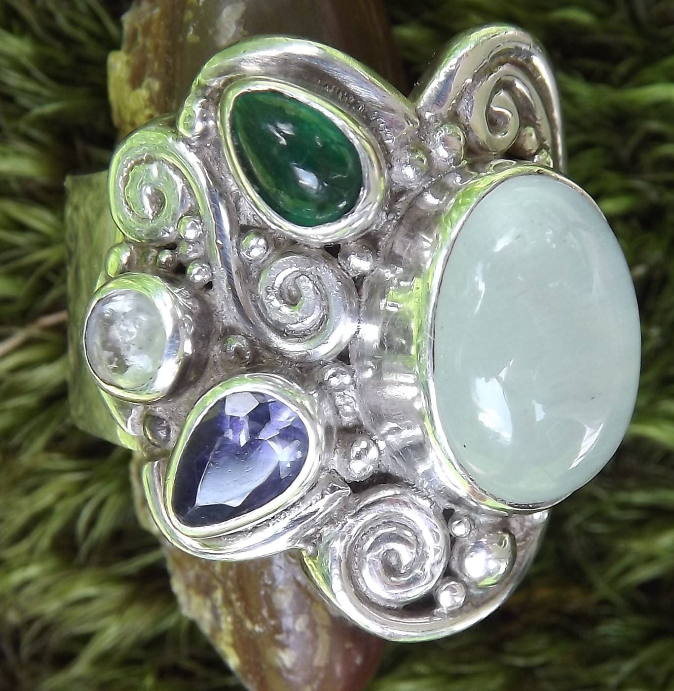 Sajen 925 Sterling Silver Multi Semi Precious Stone Statement Ring ...