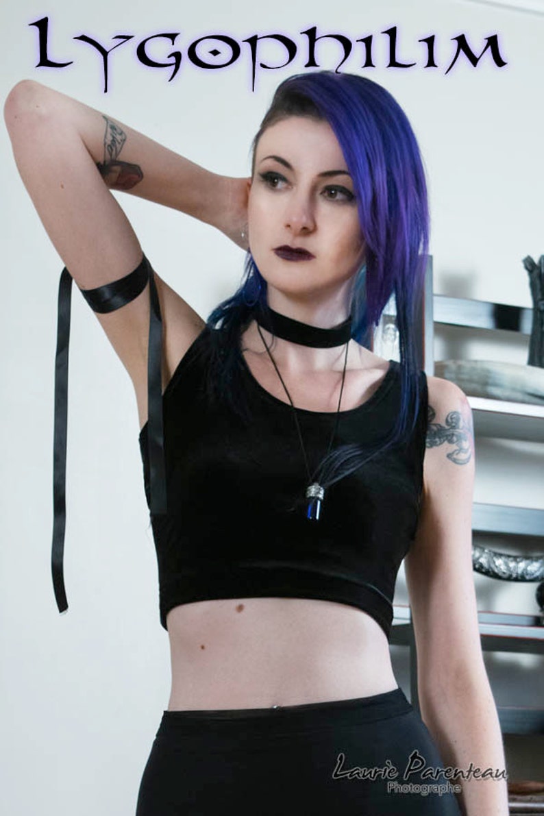 Gothic Black Velvet Crop Top Gothic Black Tank Top Velvet Etsy