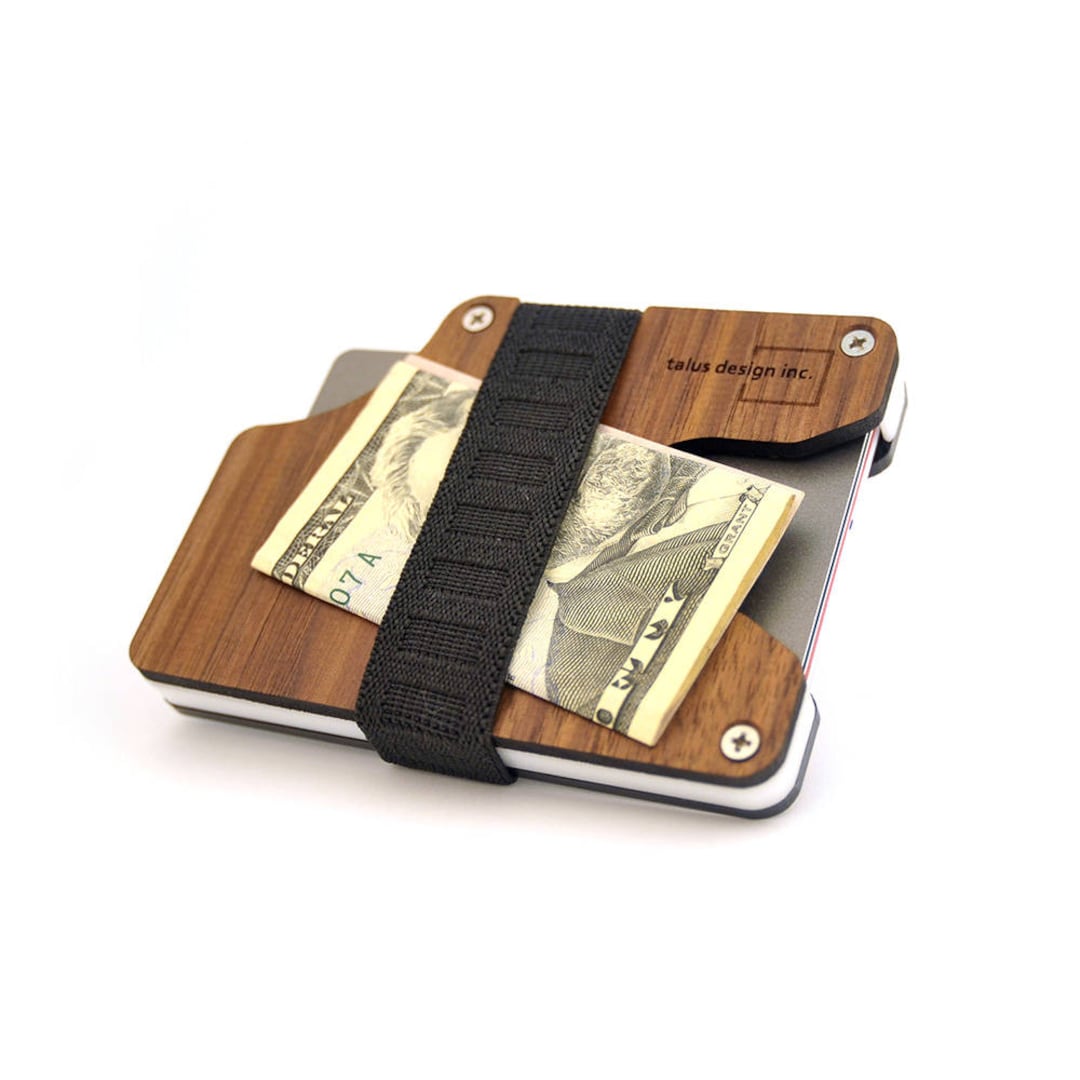 The Walnut Minimalist Wallet, Card Holder, Acrylic Spring, Beeswax ...
