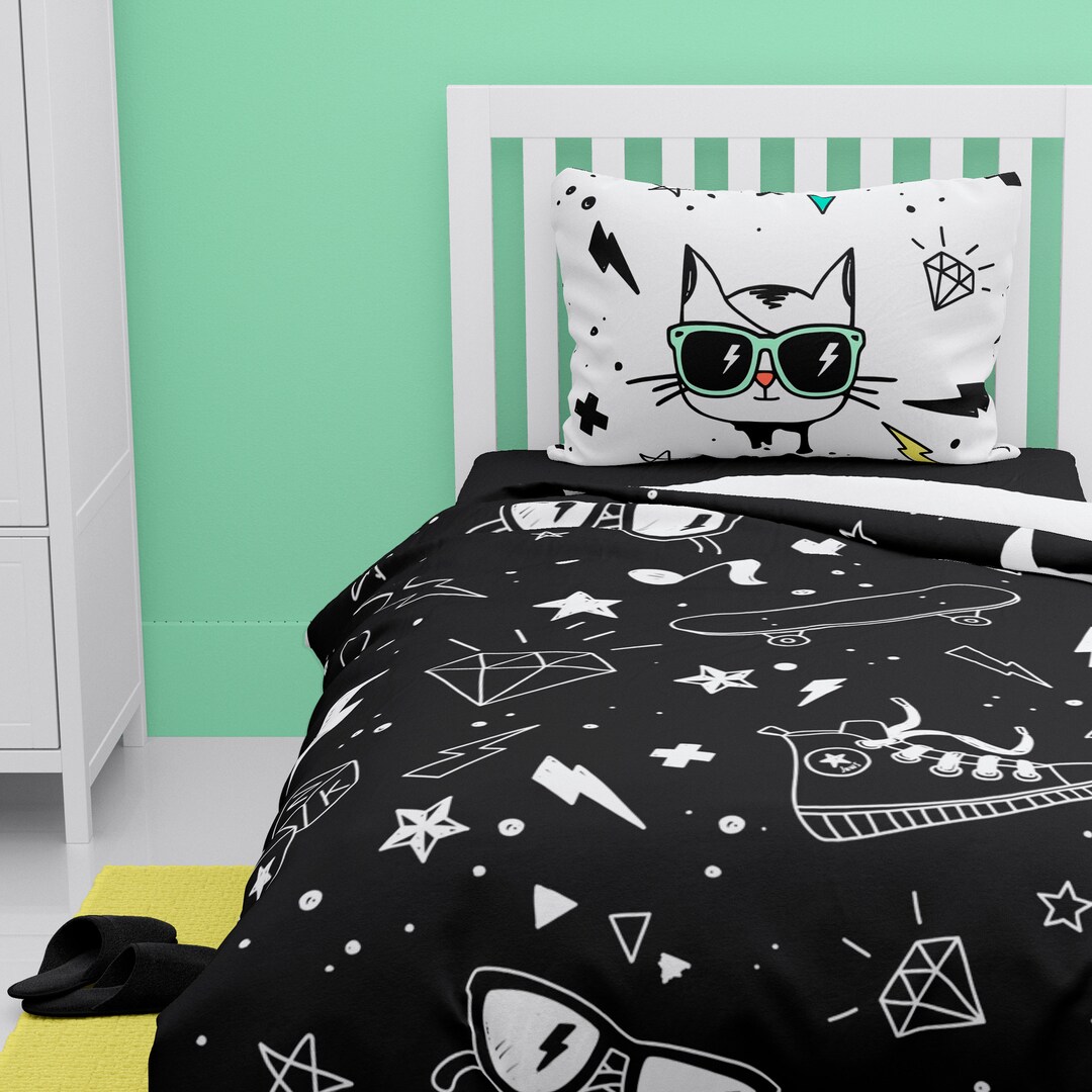 Duvet Cover Punk / Black-white - Etsy