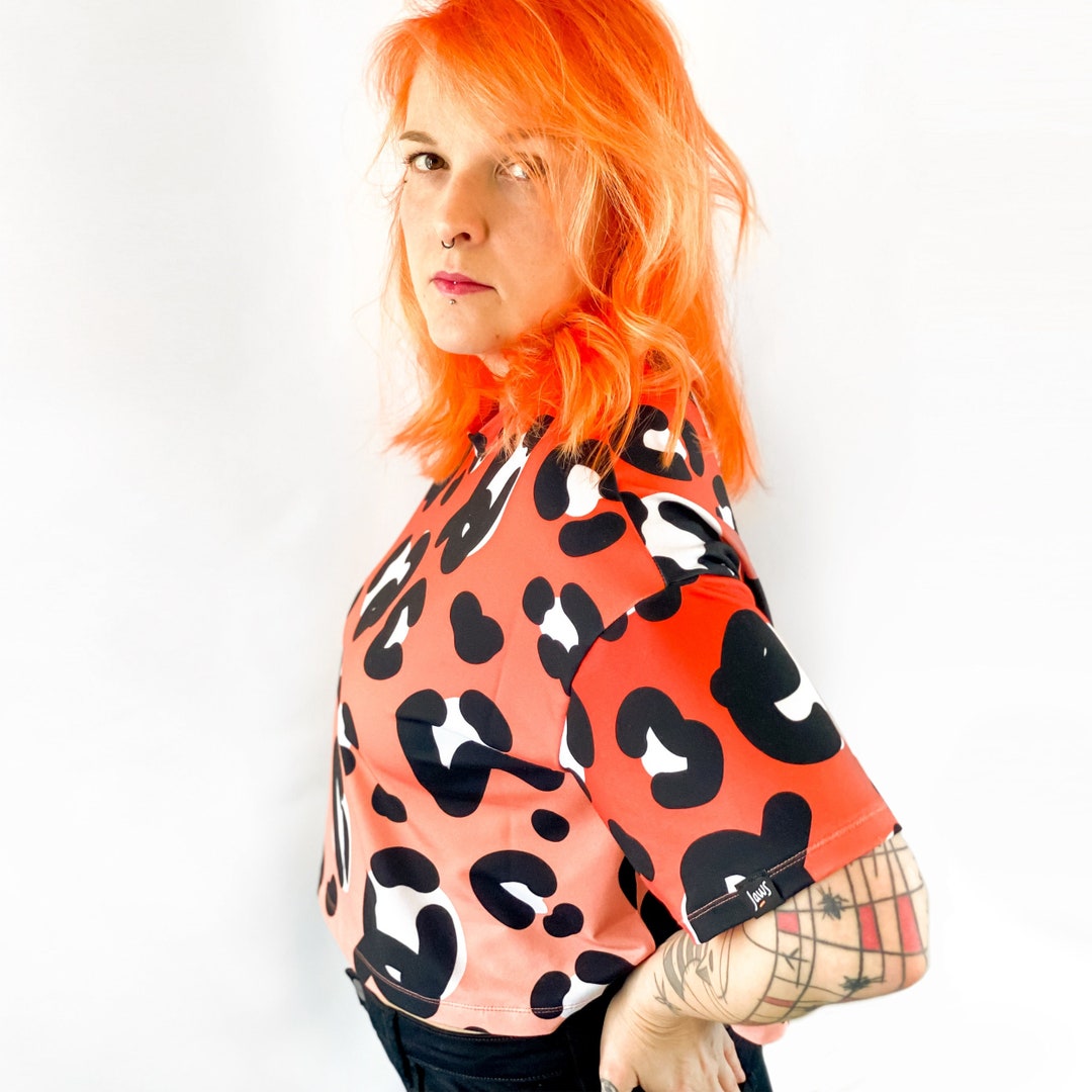 Crop Top Oversized Leopard-meow Adult - Etsy