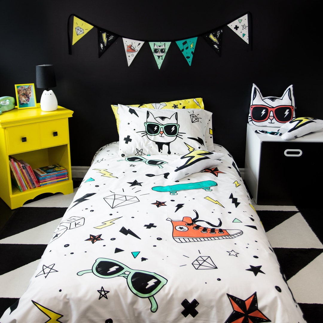 Duvet Cover PUNK Colors/white SINGLE BED - Etsy