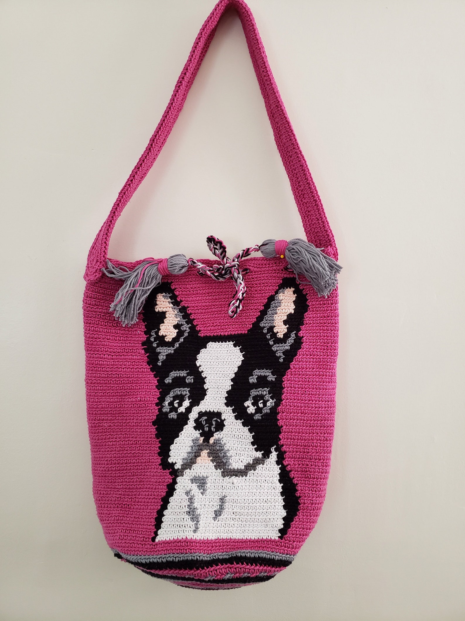Boston Terrier Themed Crocheted Shoulder Bag - Etsy