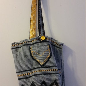 Blue Patterned Bogo Style Bag | Etsy