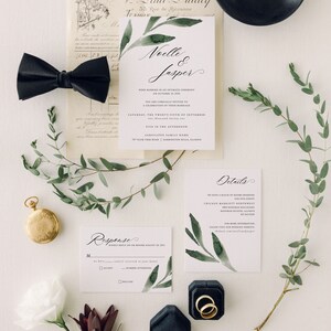 Modern Greenery Invitation Watercolor Greenery Invitation Simple ...