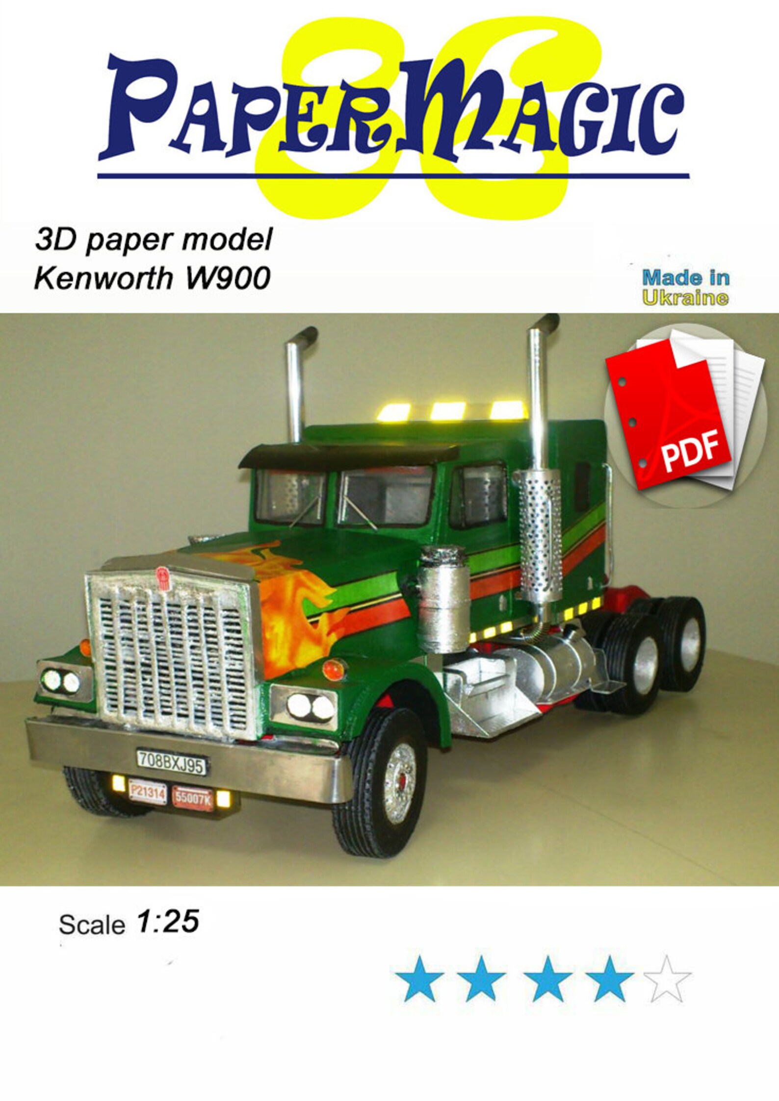 Paper Model Kit Truck Kenworth W900papercraft 3D Paper Craft - Etsy Canada