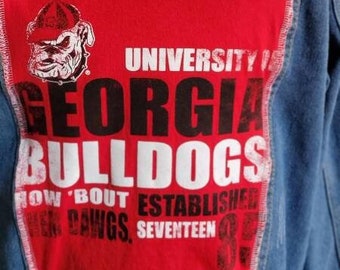 Georgia Bulldog Denim Jacket - Etsy
