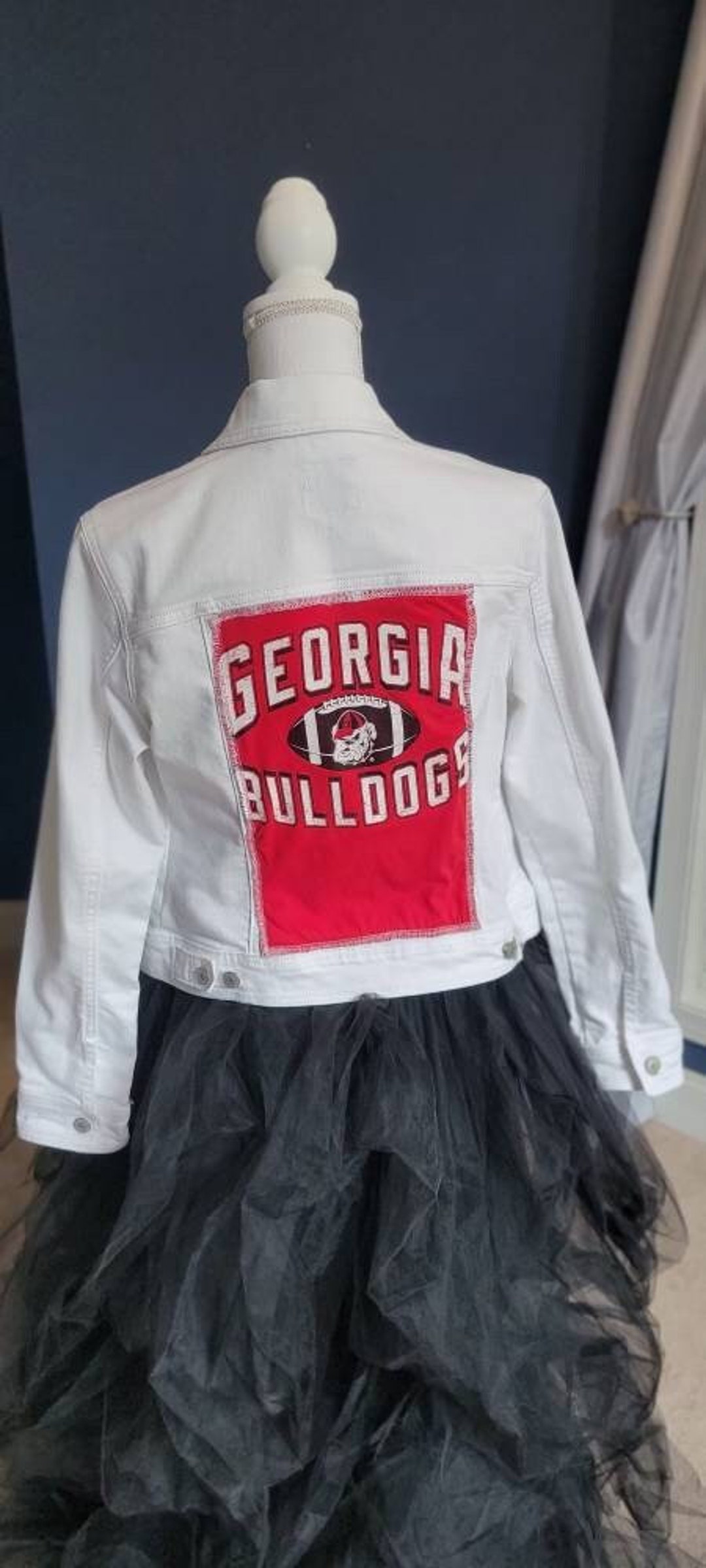 UGA Upcycled Denim Jacket Georgia Bulldogs Old Navy Sz L - Etsy