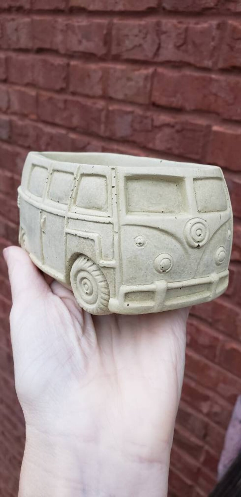 Hippie Retro Concrete Bus Van Flower Pot Succulent Kit Soil Plant DIY ...