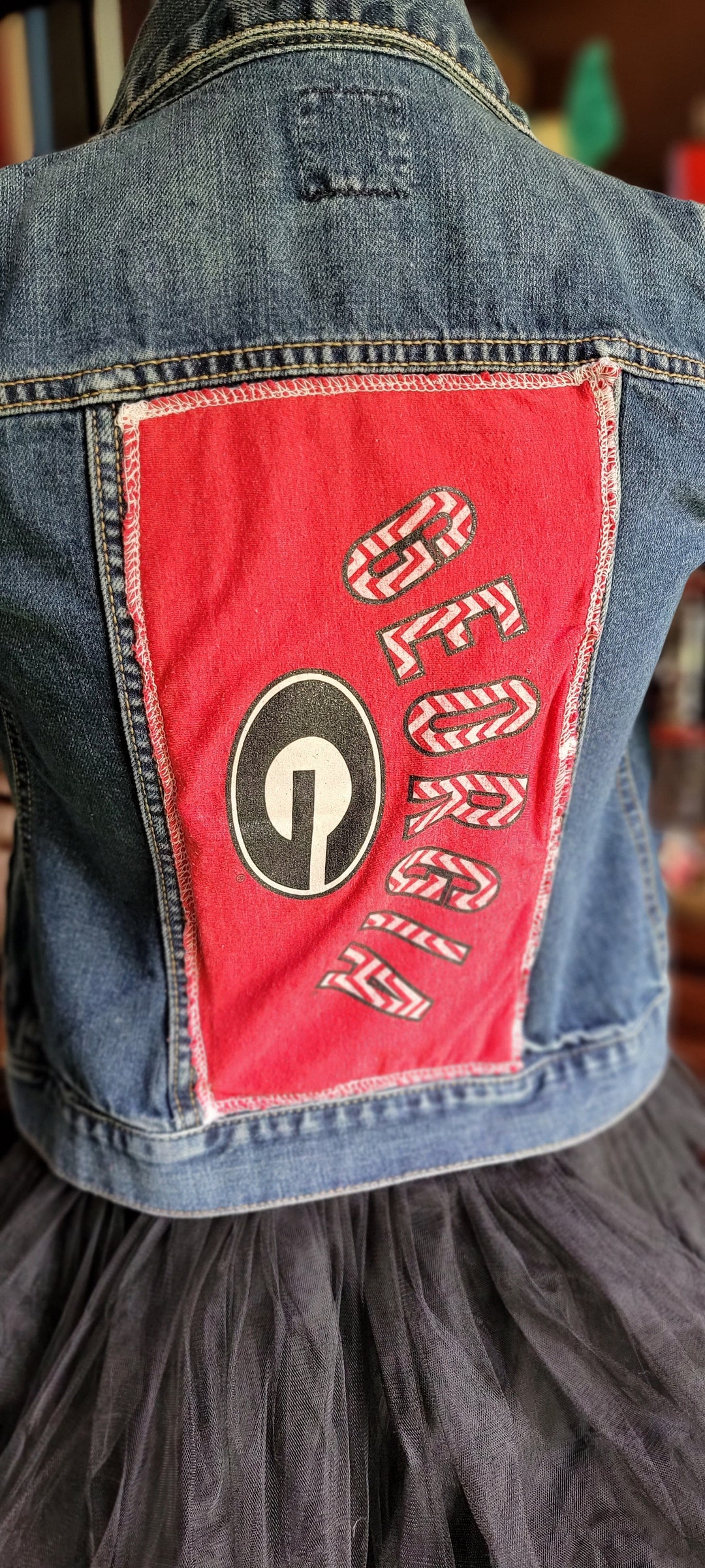 UGA Upcycled Kids GAP Sz 10 Denim Jacket Georgia Bulldogs - Etsy