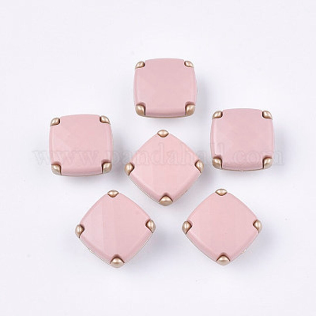 10 Plastic Shank Buttons, With Acrylic, 1-hole, Square, Pink ...