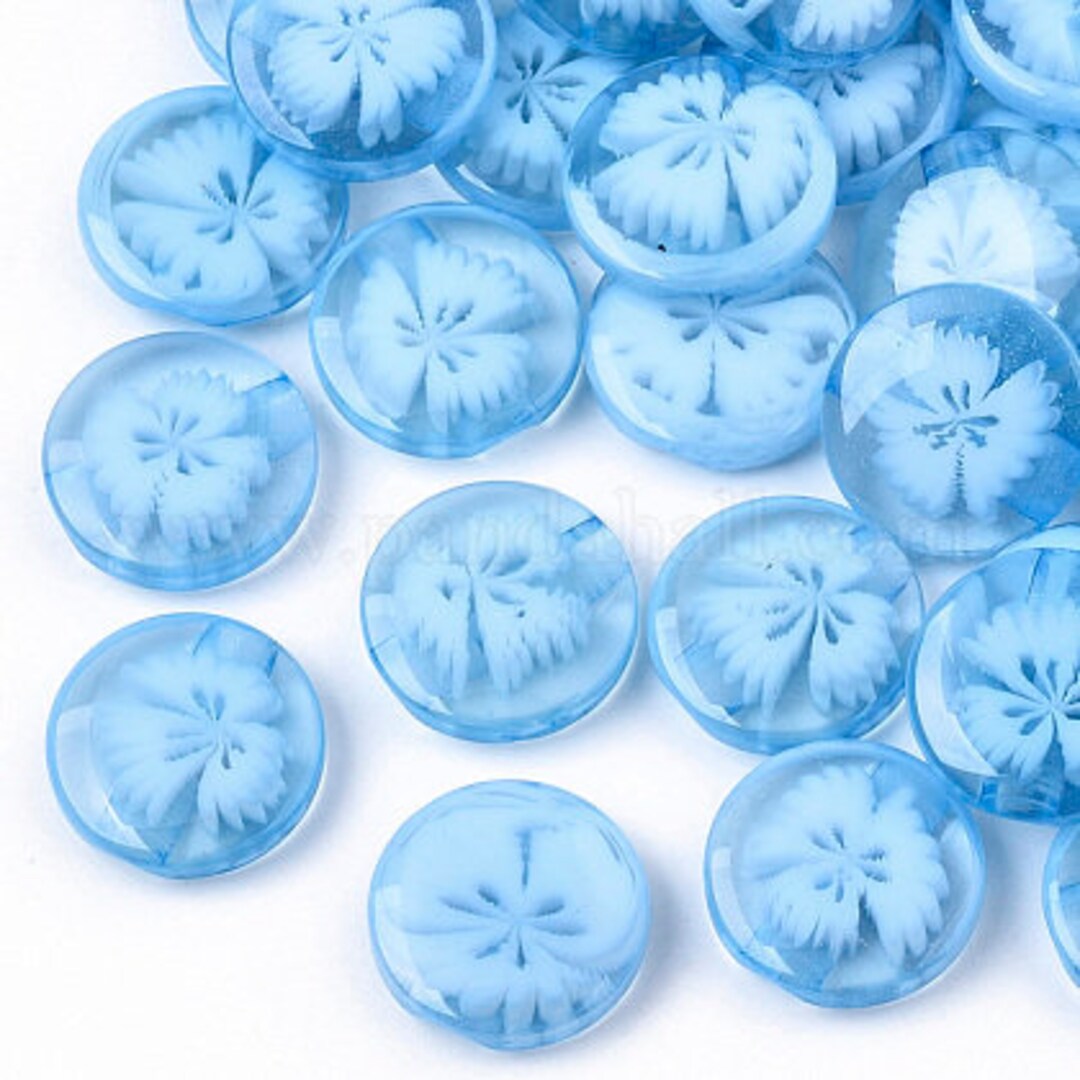10 Pcs, Translucent Buttons, Resin Sewing Button, Bead in Bead, Flat ...