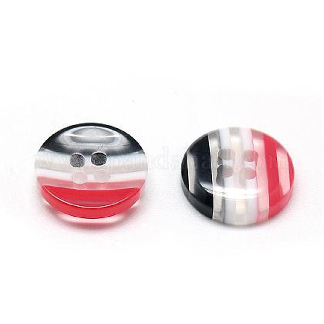 4-hole Stripe Resin Buttons, Flat Round, White, 10 Pcs, 12.5x2.5mm ...