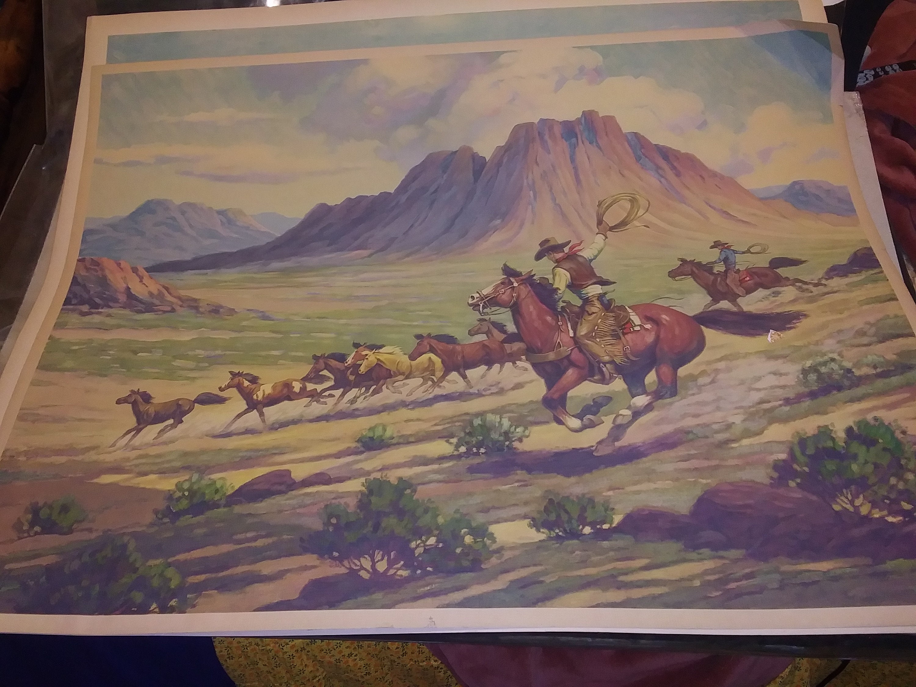 Till Goodan Vintage Print Wild Horse Roundup - Etsy