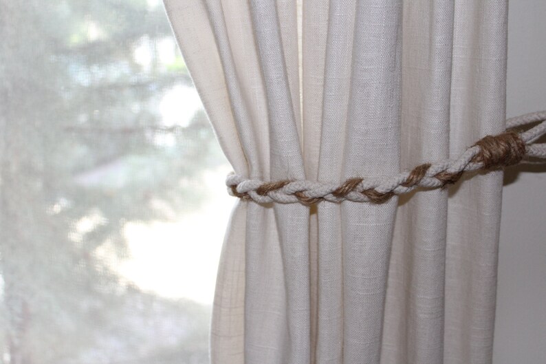 Rustic and Nautical Natural Jute and Cotton Rope Curtain Tie Back - Etsy