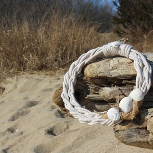 Nautical Beach White Cotton Rope Decorative Door or Wall Wreath With ...