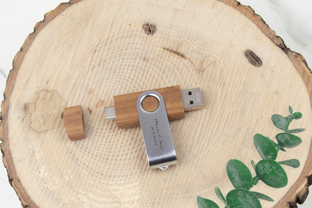 Personalised Wooden Twister Dual USB-C 32gb | Wedding, Anniversary ...