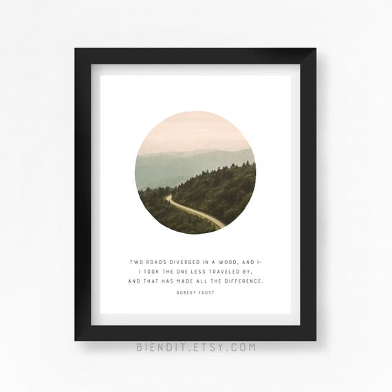 The Road Less Traveled Literary Quote Robert Frost Two | Etsy
