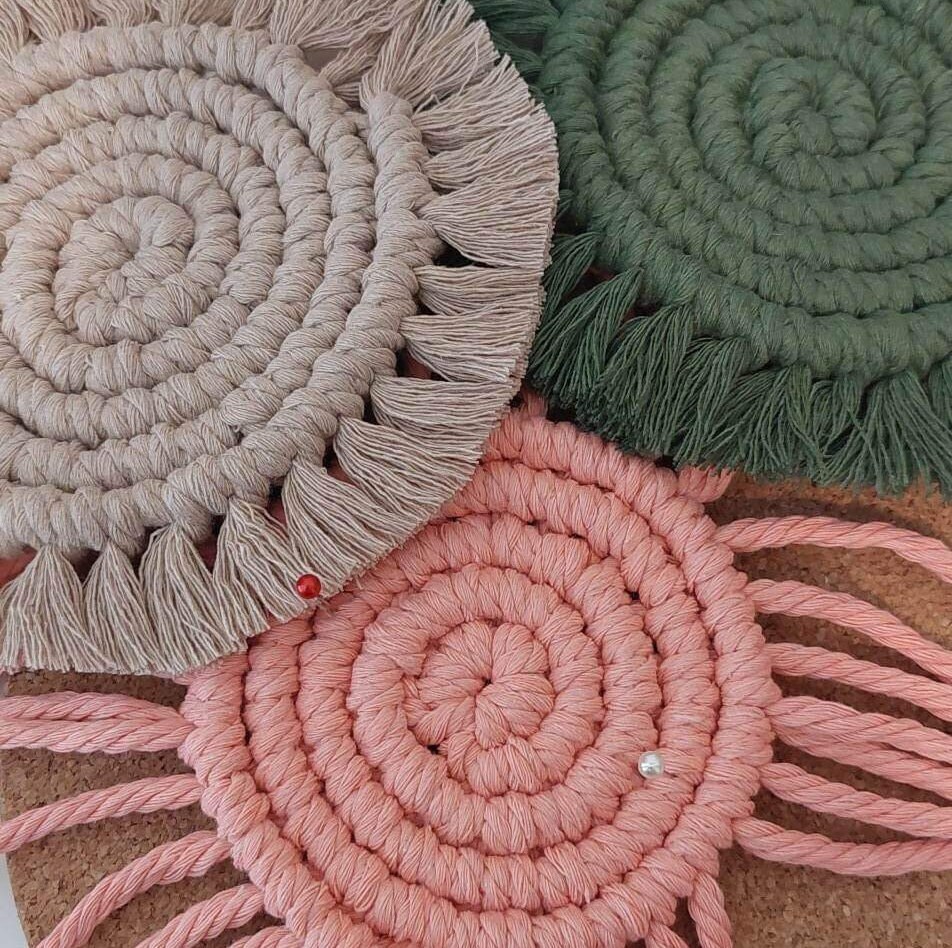 Handmade Macramé Coasters - Boho Round Fringe Coasters - Etsy