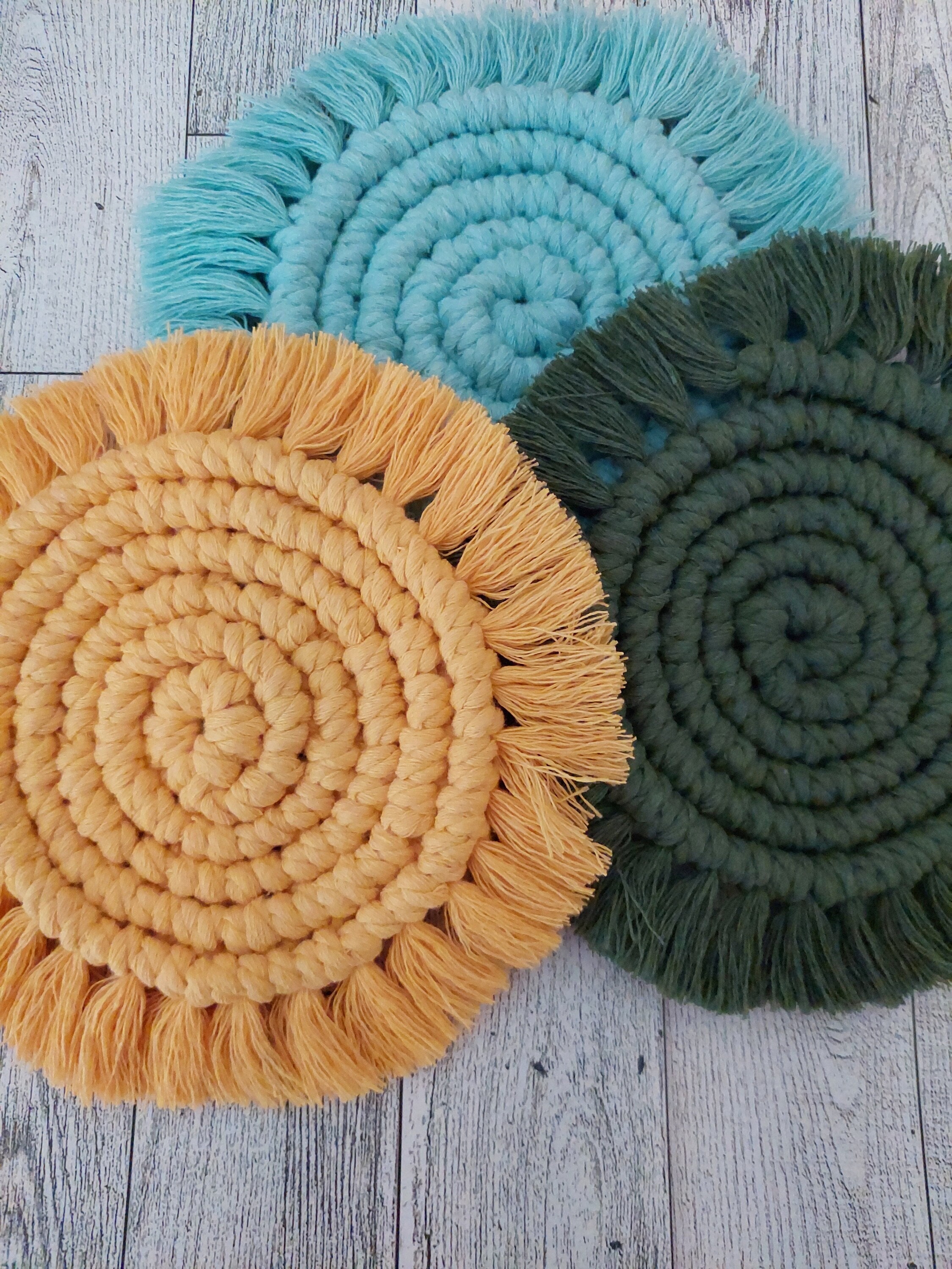 Handmade Macramé Coasters - Boho Round Fringe Coasters - Etsy