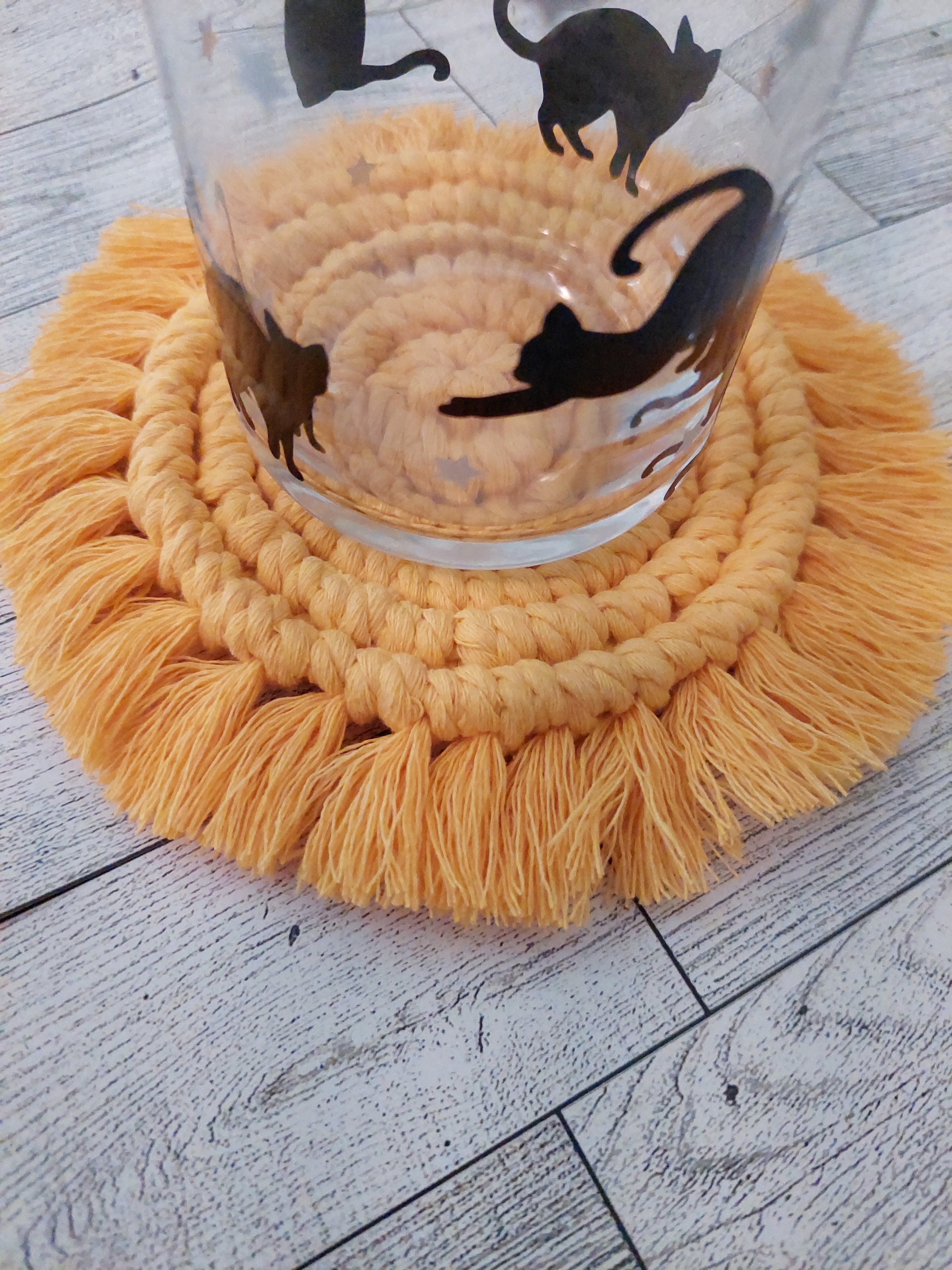 Handmade Macramé Coasters - Boho Round Fringe Coasters - Etsy