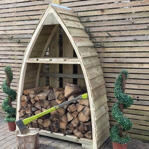 New!!! Gothic Arched/boat - Shaped Log Store. DELIVERED FULLY ASSEMBLED ...