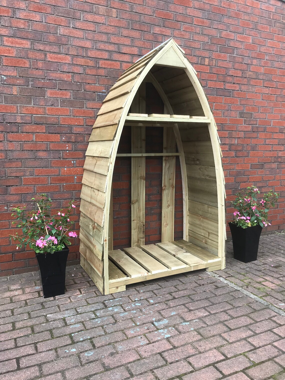 Gothic Arch/boat Shaped Log Store-delivered Fullyassembled - Etsy UK