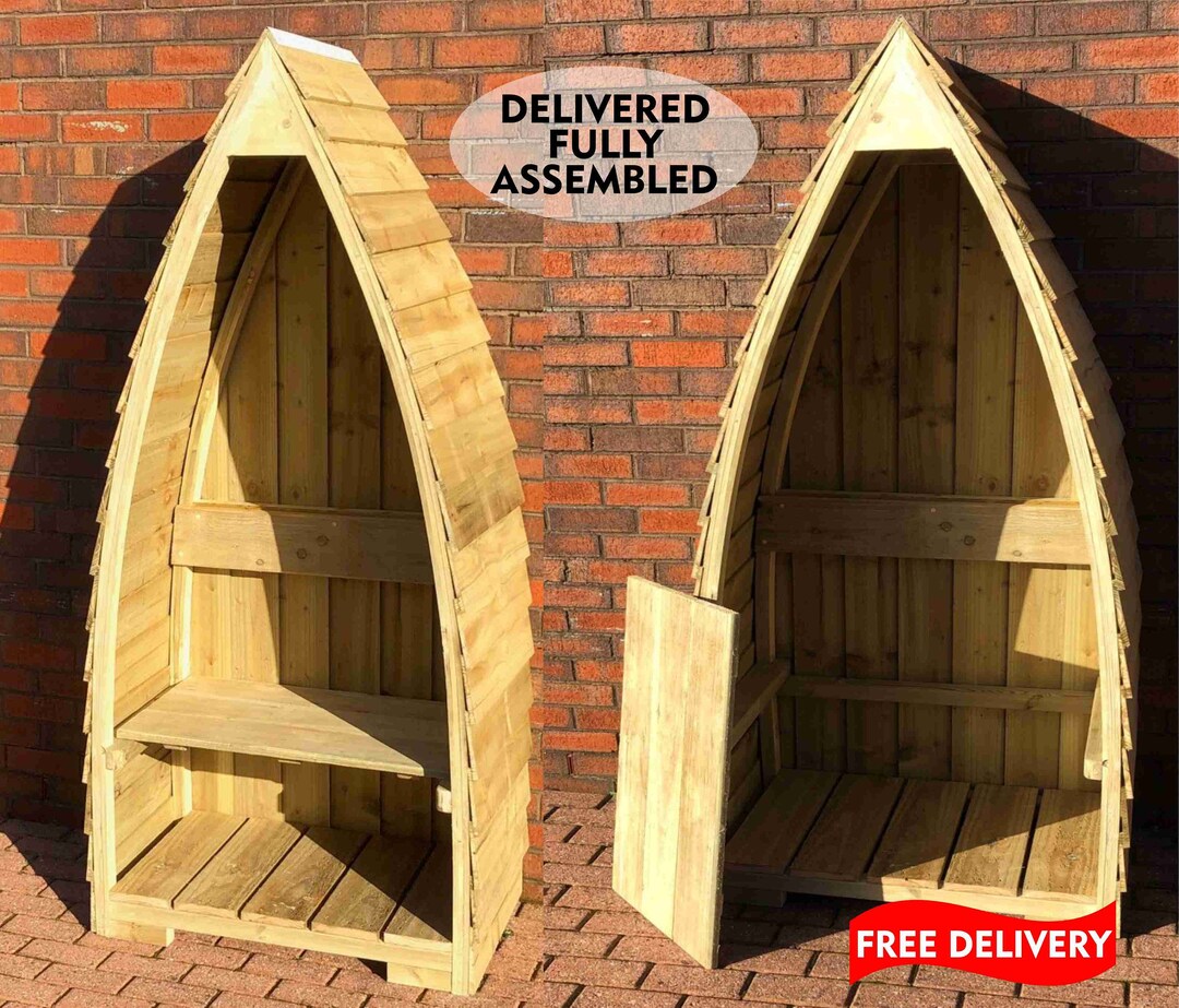 Dual Purpose Gothic Arched - Shaped Log Store/bench. DELIVERED FULLY ...