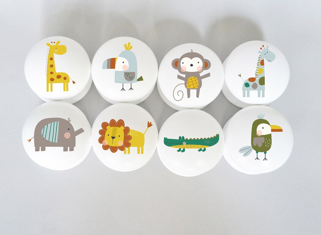 Jungle Animals Drawer Knobs, Drawer Knobs, Furniture Knobs, Children's Room, Nursery Decor ...
