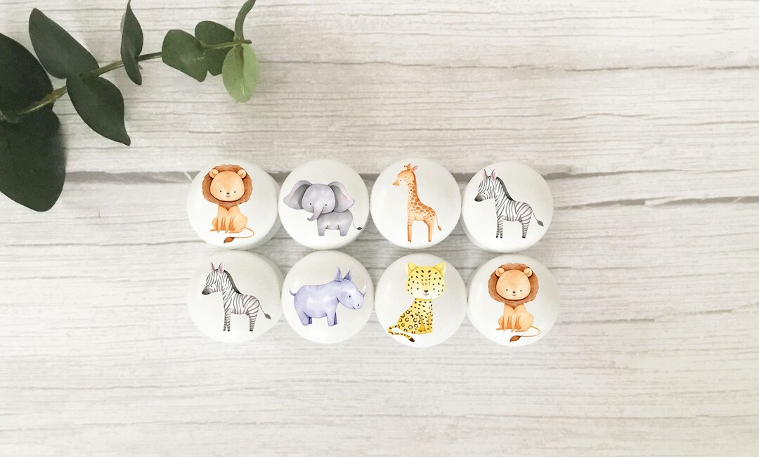 Jungle Animals Drawer Knobs, Door Knobs, Furniture Knobs, Children's ...
