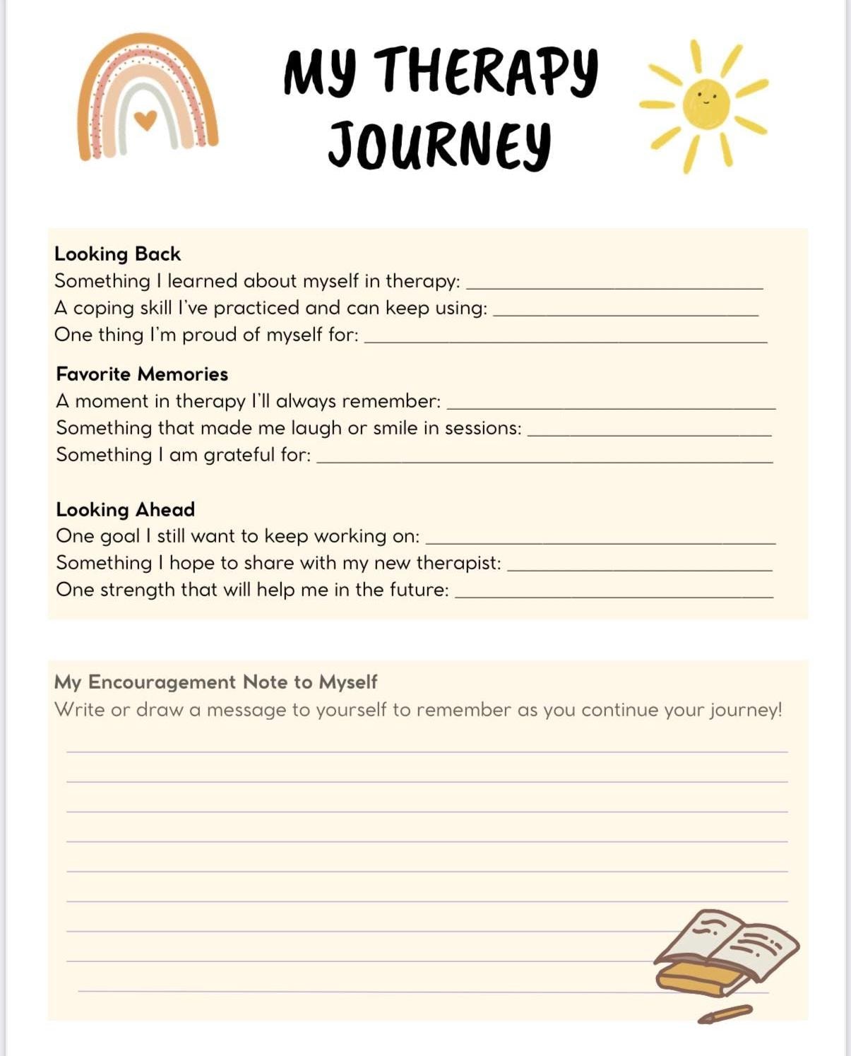 My Therapy Journey | Therapy Termination Worksheet for Kids (PDF ...