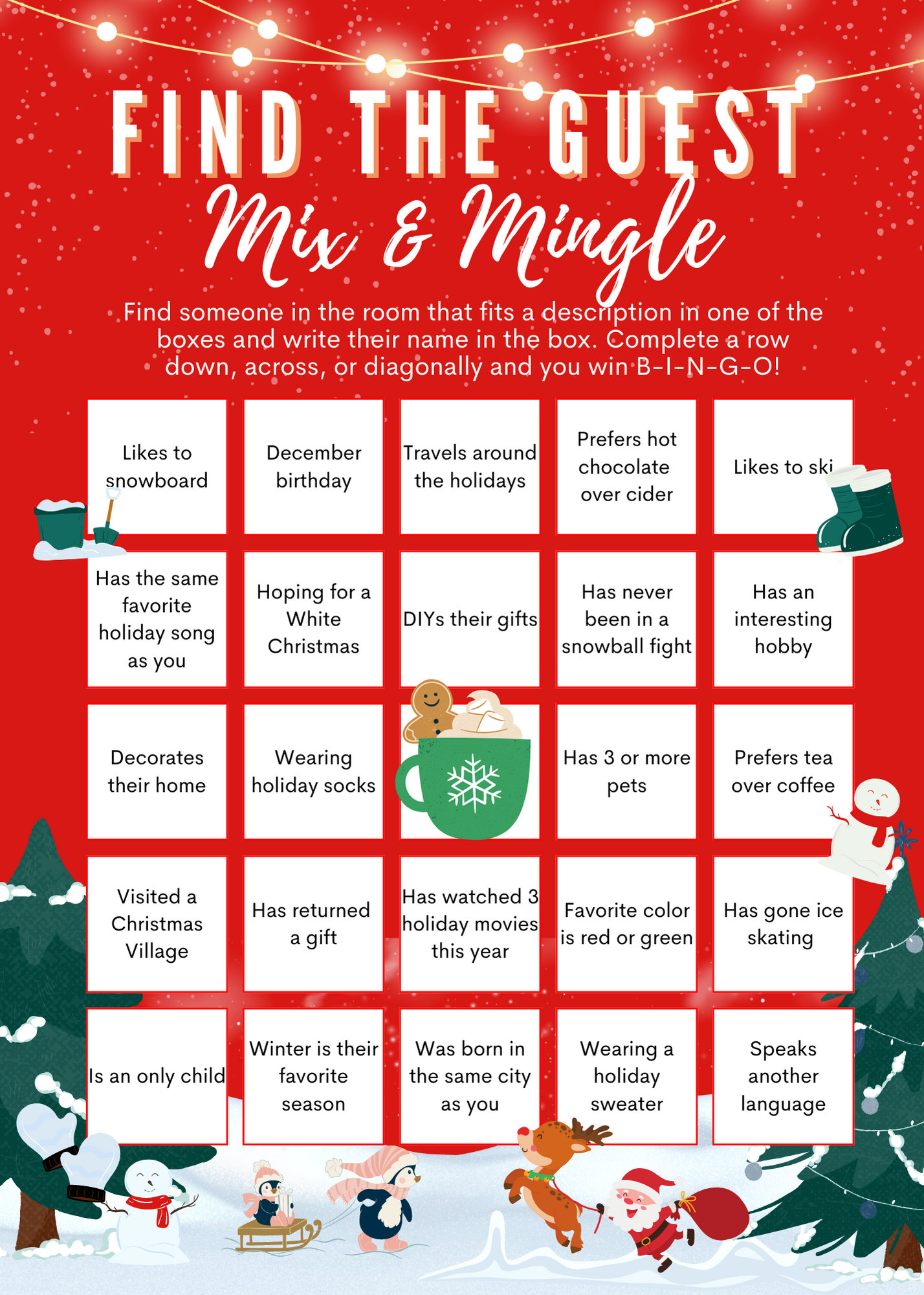 Holiday Get to Know You Bingo - Etsy