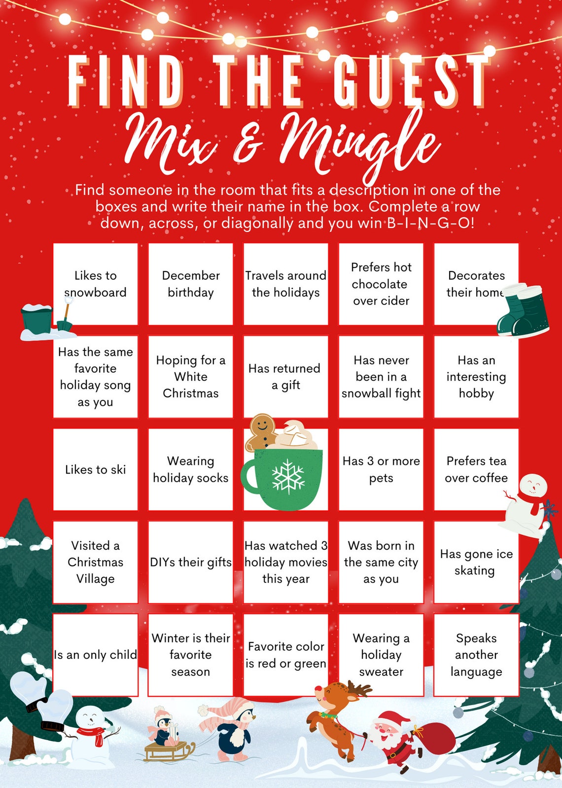 Holiday Get to Know You Bingo - Etsy
