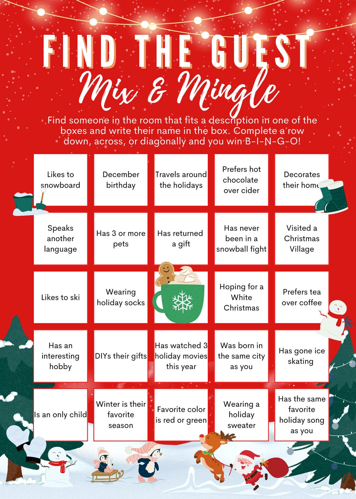 Holiday Get to Know You Bingo - Etsy