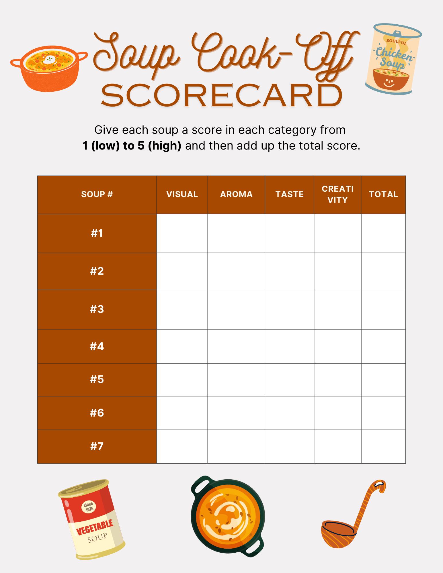 Printable "soupsgiving" Soup Scorecard - Etsy