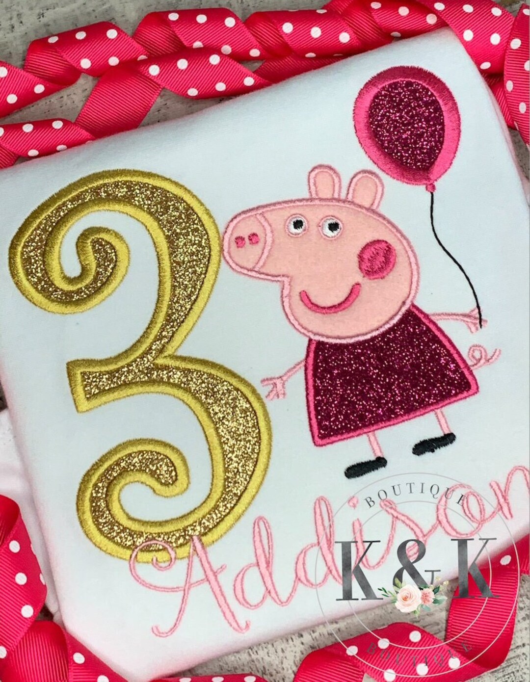 Cute Pink Pig Personalized Birthday Shirt Embroidery Ruffle Shirt ...