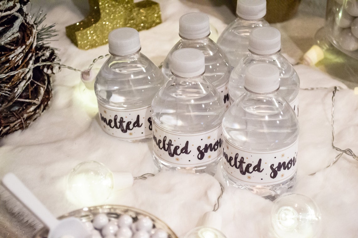 Melted Snow Water Bottle Label - Etsy