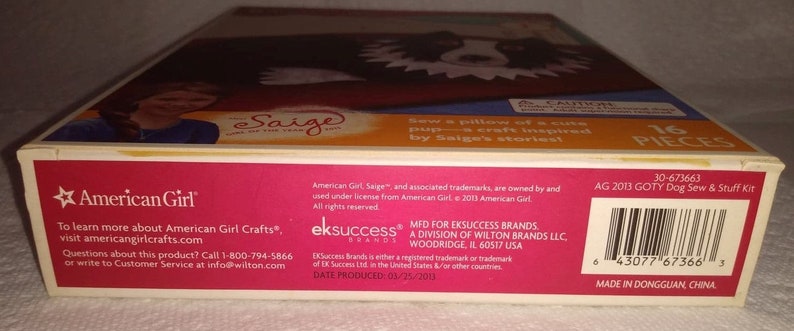 American Girl Crafts Dog Sew and Stuff Kit, 2013 Girl of the Year Saige ...